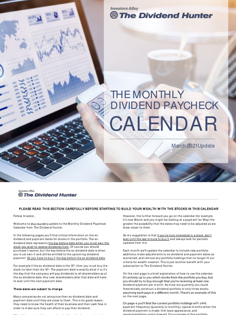 The Monthly Dividend Paycheck: Calendar | PDF | Stocks | Securities ...