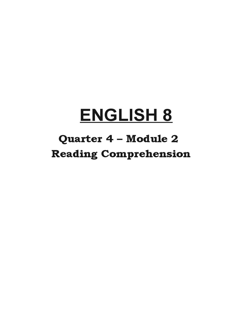 English 8: Quarter 4 - Module 2 Reading Comprehension | Download Free PDF | Paragraph | Hawaii