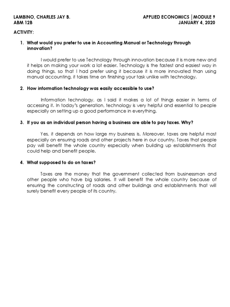 Applied Economics - Module 9 and 10 (Activities) | PDF | Exchange Rate ...