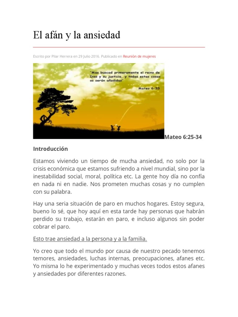 El Afán y La Ansiedad | PDF | Jesús | Ansiedad