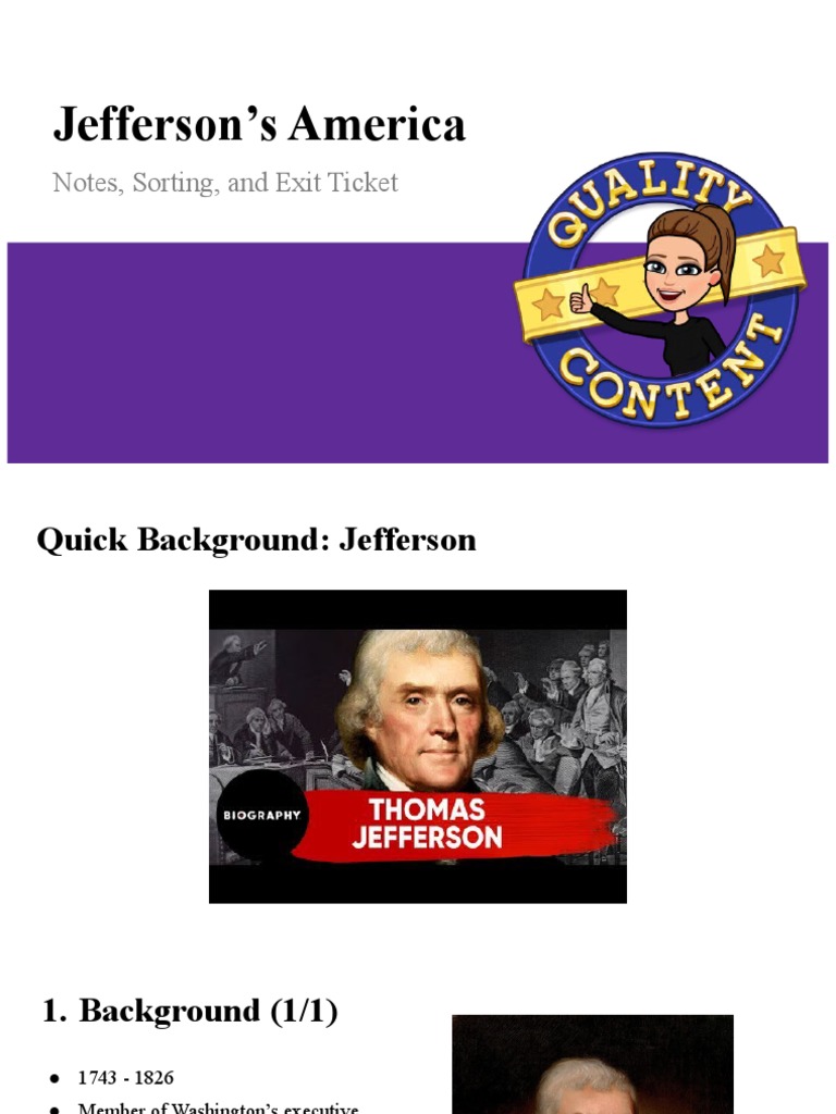 Jefferson's America: Notes, Sorting, and Exit Ticket | PDF | John ...