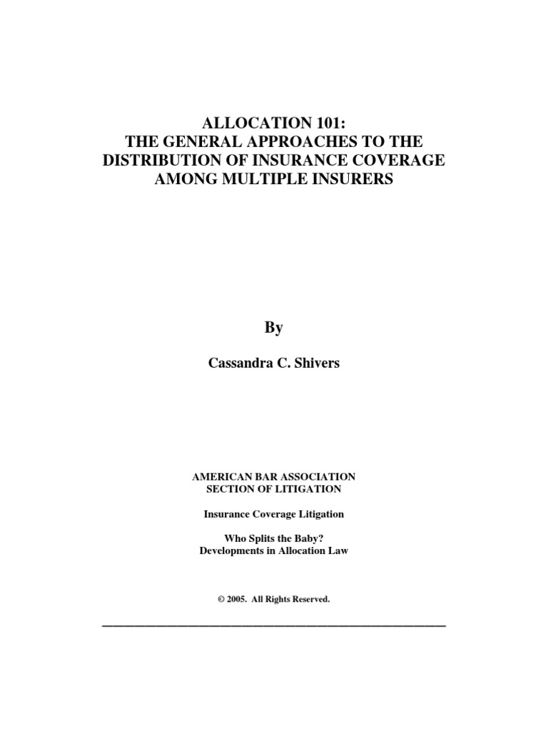 Allocation 101: The General Approaches To The Distribution of Insurance ...