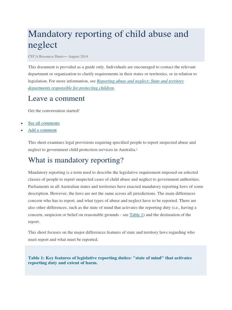 Understanding Mandatory Reporting Laws | PDF | Child Neglect | Child Abuse