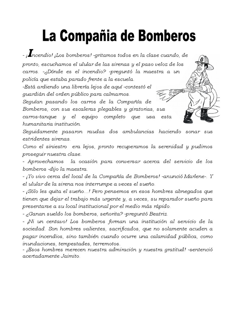 Ficha La Compañia de Bomberos para Cuarto de Primaria | PDF | Ciencias ...