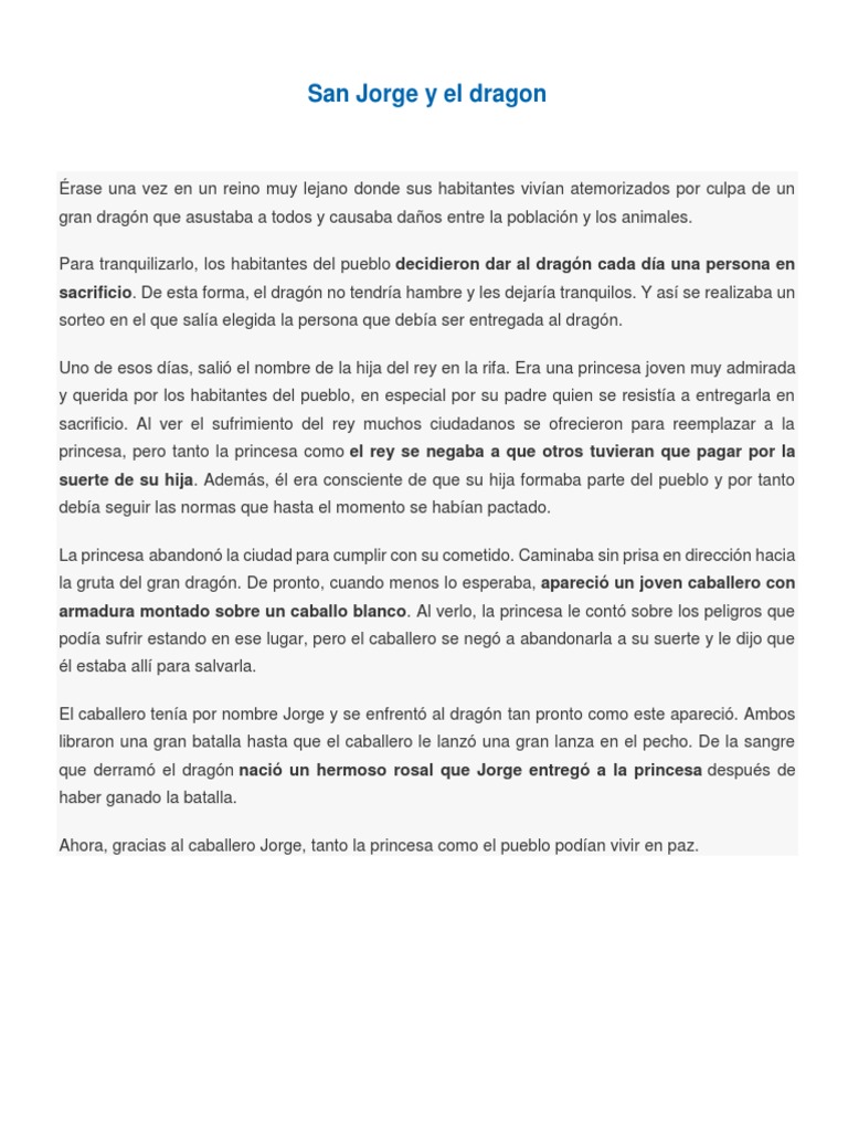 Leyenda - San Jorge y El Dragon | PDF