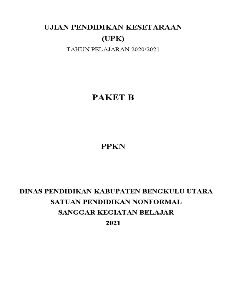 Soal UPK Paket B PKN | PDF