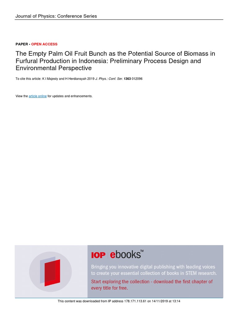 The Empty Palm Oil Fruit Bunch As The Potential So | PDF | Biorefinery ...
