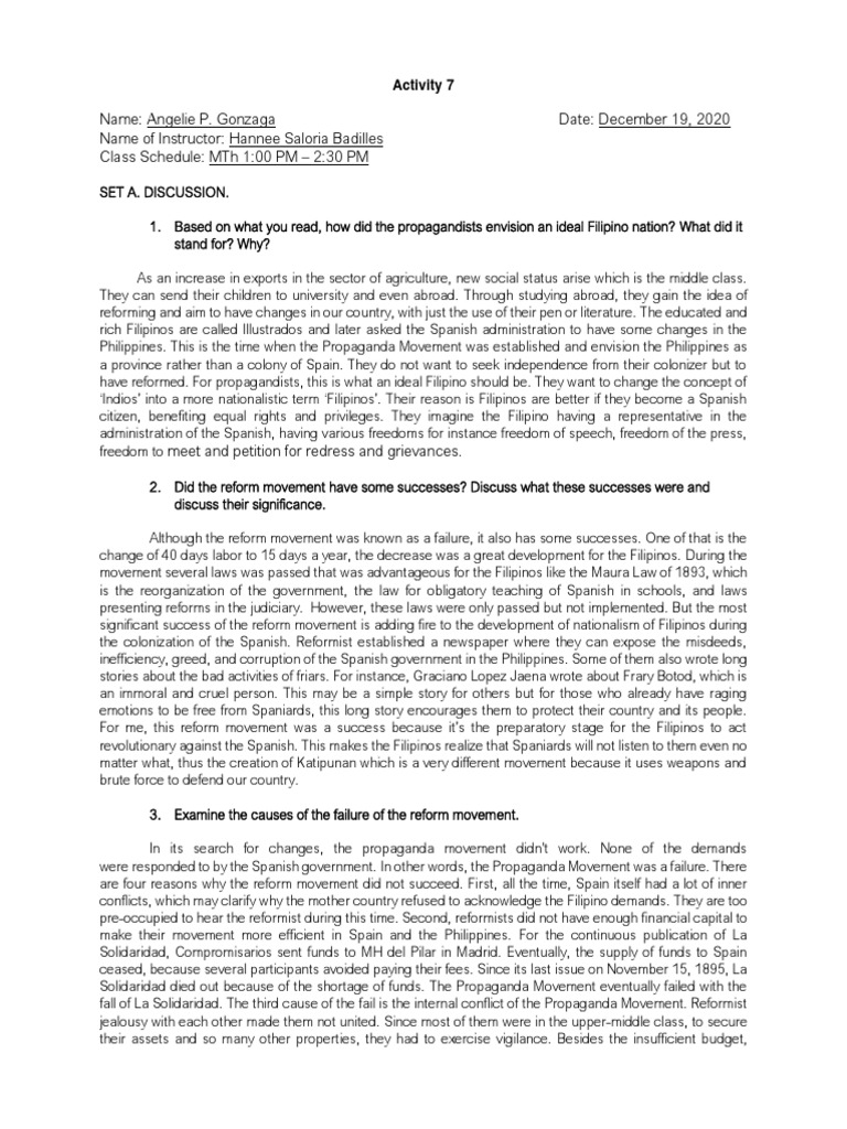 RPH Activity 7 | PDF | Philippines | Unrest