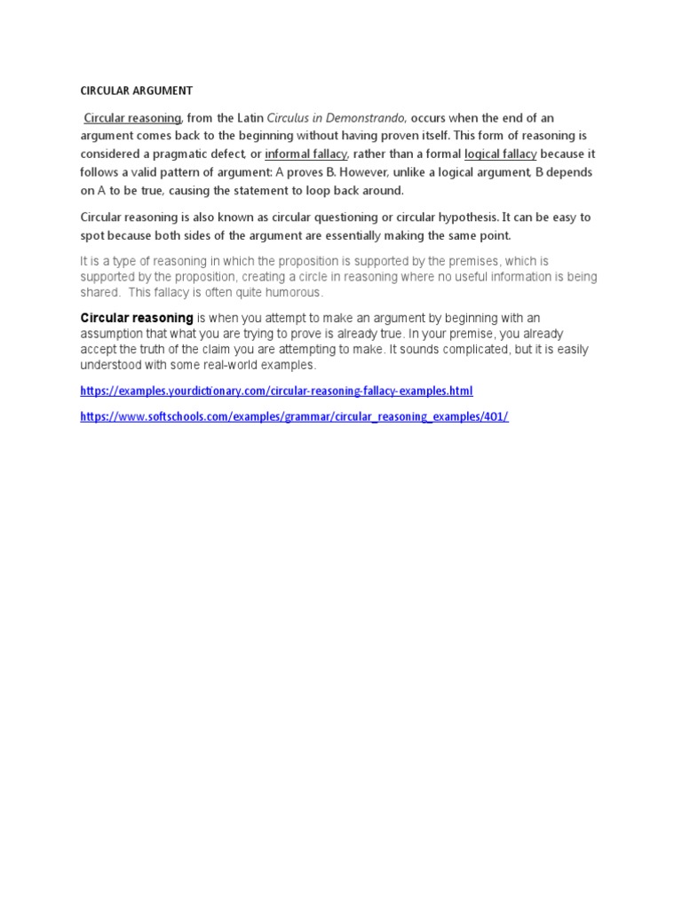 Circular Argument | PDF | Science & Mathematics