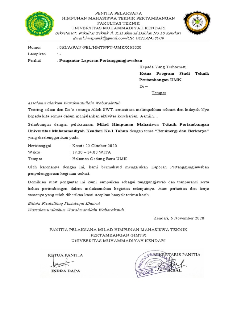 Laporan Pertanggungjawaban Milad HMTP UMK | PDF