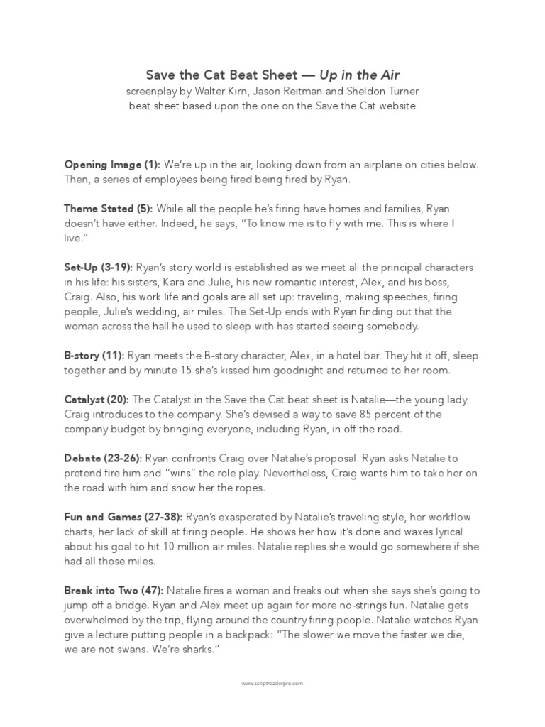 Save the Cat Beat Sheet: Up in the Air | PDF