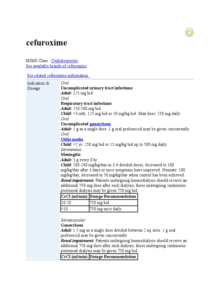 Cefuroxime: Cephalosporins See Available Brands of Cefuroxime See ...