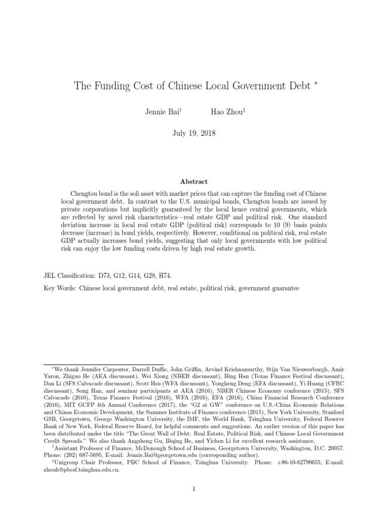 The Funding Cost of Chinese Local Government Debt | PDF | Bonds ...