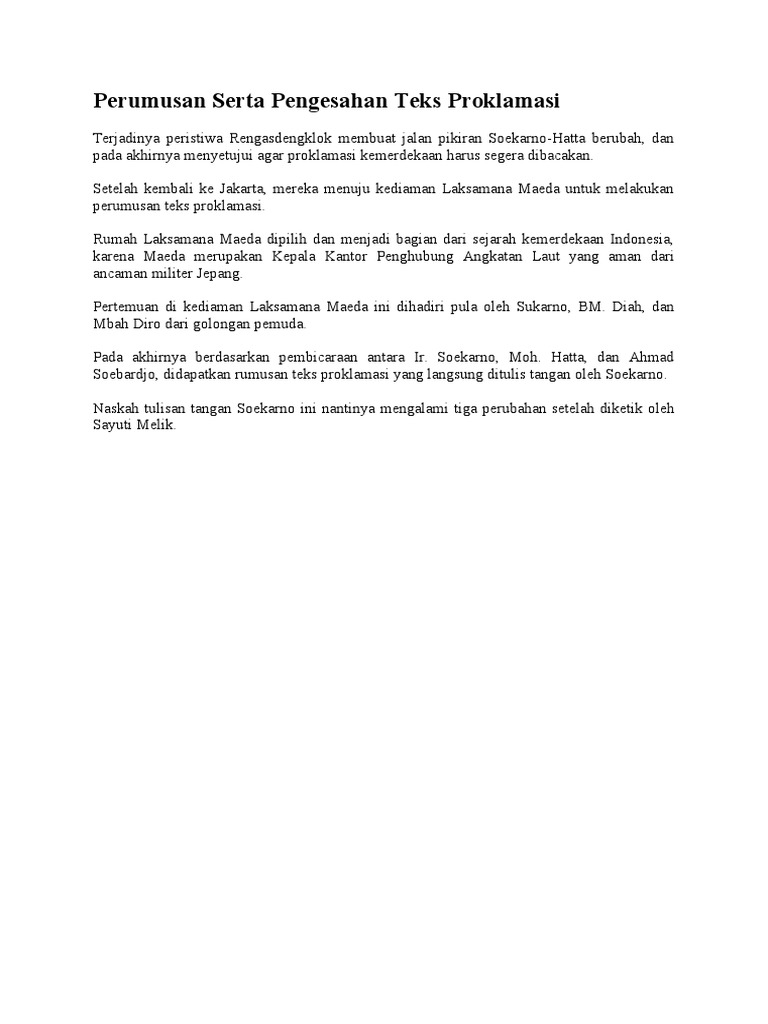 Perumusan Serta Pengesahan Teks Proklamasi | PDF | Sejarah
