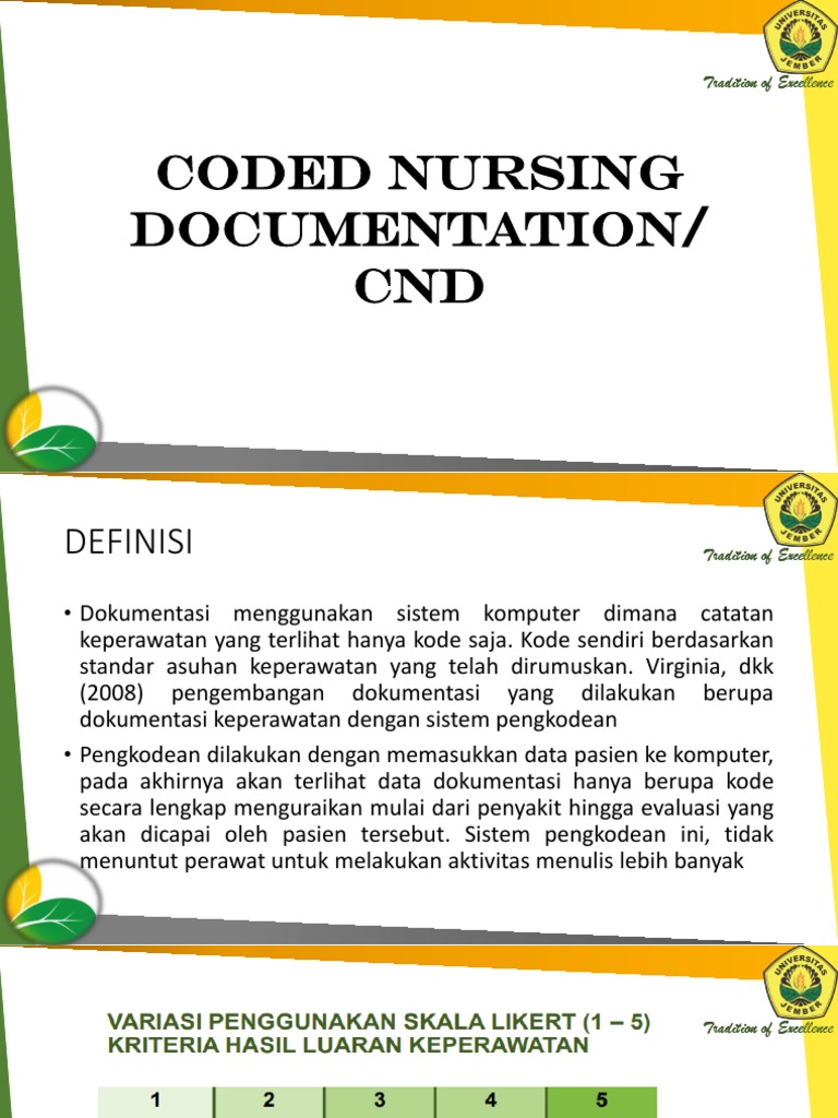 Coded Nursing Documentation/ CND: Tradition of Excellence Tradition of Excellence | PDF