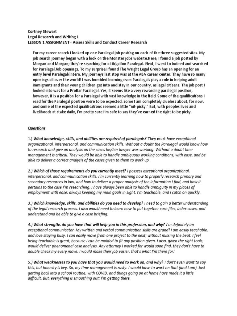 Lesson 1 Assignment | PDF | Paralegal | Communication