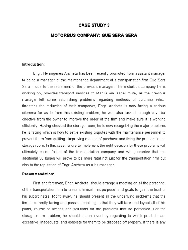 Case Study 3 Motorbus Company: Que Sera Sera | PDF | Bus | Inventory
