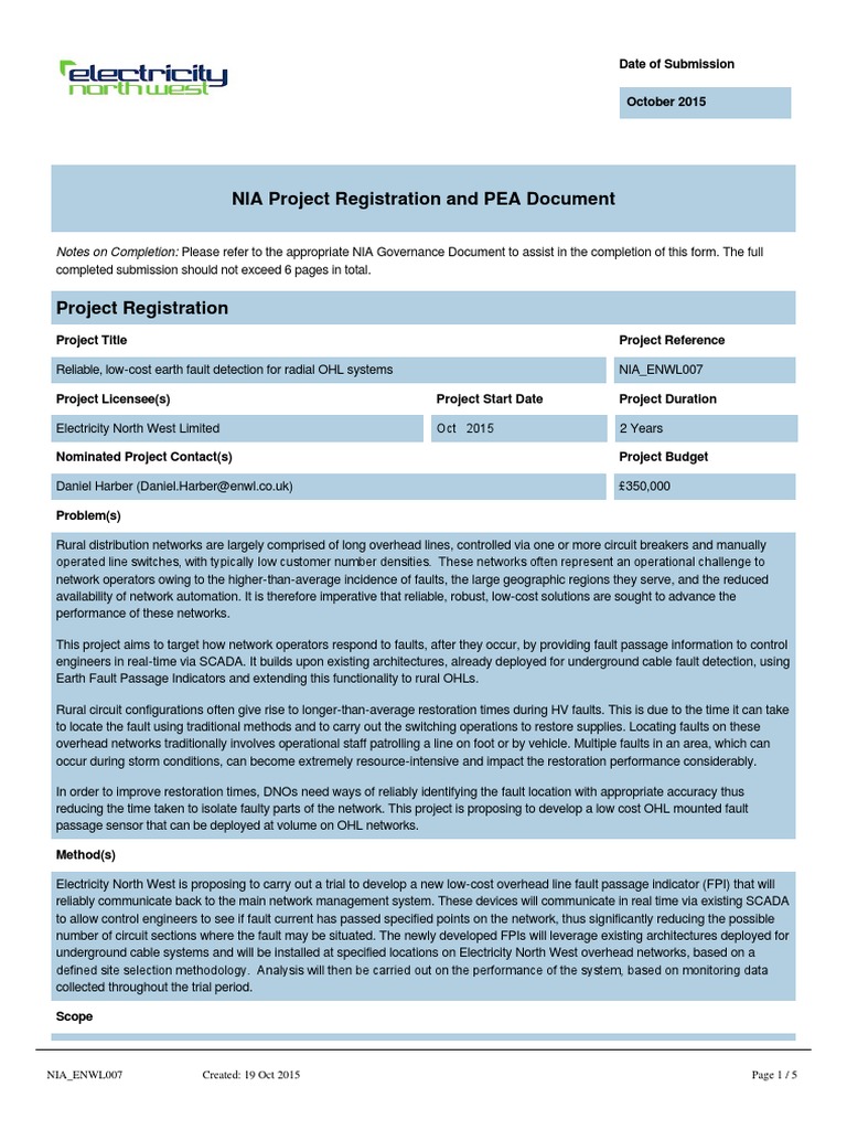 NIA Project Registration and PEA Document | PDF | Scada | Computer Network