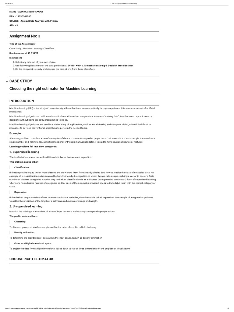 Case Study - Classifier | PDF | Machine Learning | Support Vector Machine