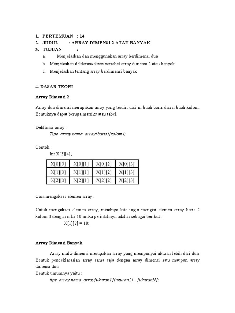 Array Dimensi Banyak | PDF