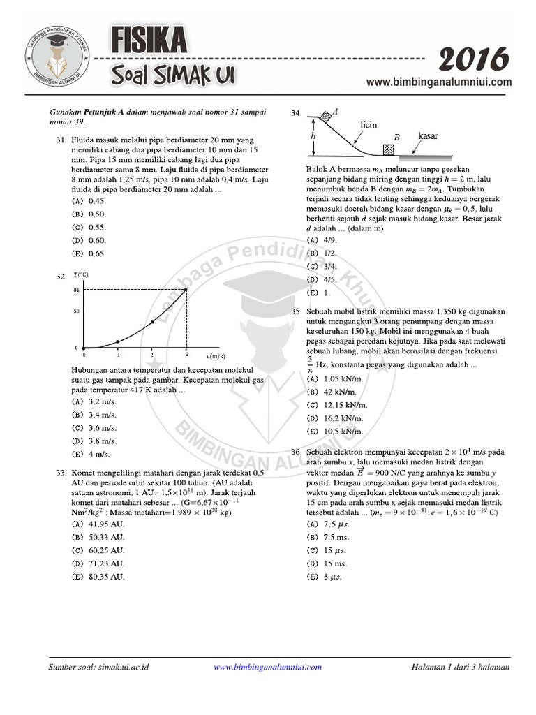 Fisika SIMAK UI 2016 - Bimbingan Alumni UI | PDF Fisika SIMAK UI 2016 - Bimbingan Alumni UI | PDF