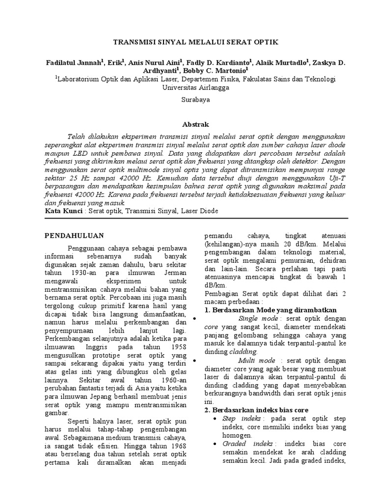 Transmisi Sinyal Serat Optik 42000 Hz | PDF | Komputer | Teknologi ...