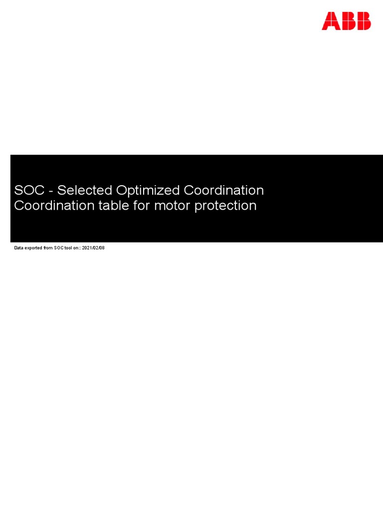 SOC Selected Optimized Coordination Coordination Table For Motor ...
