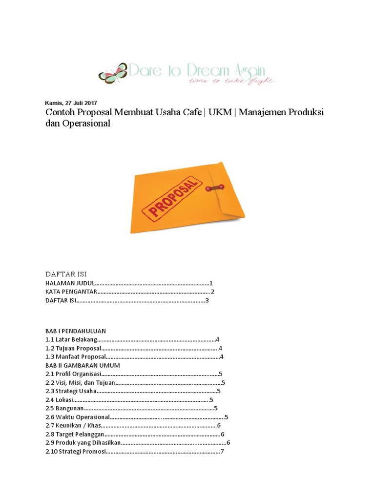 Contoh Proposal Membuat Usaha Cafe - UKM - Manajemen Produksi Dan ...