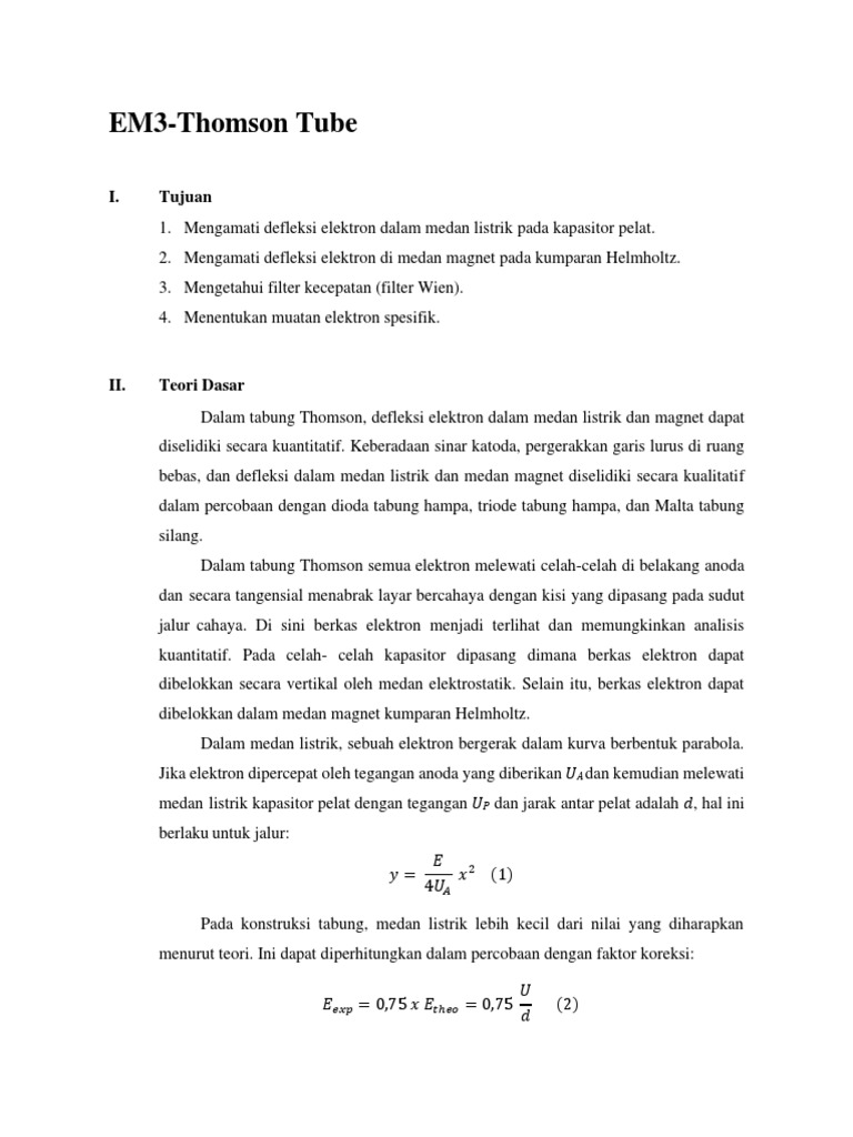 EM3 Thomson Tube | PDF