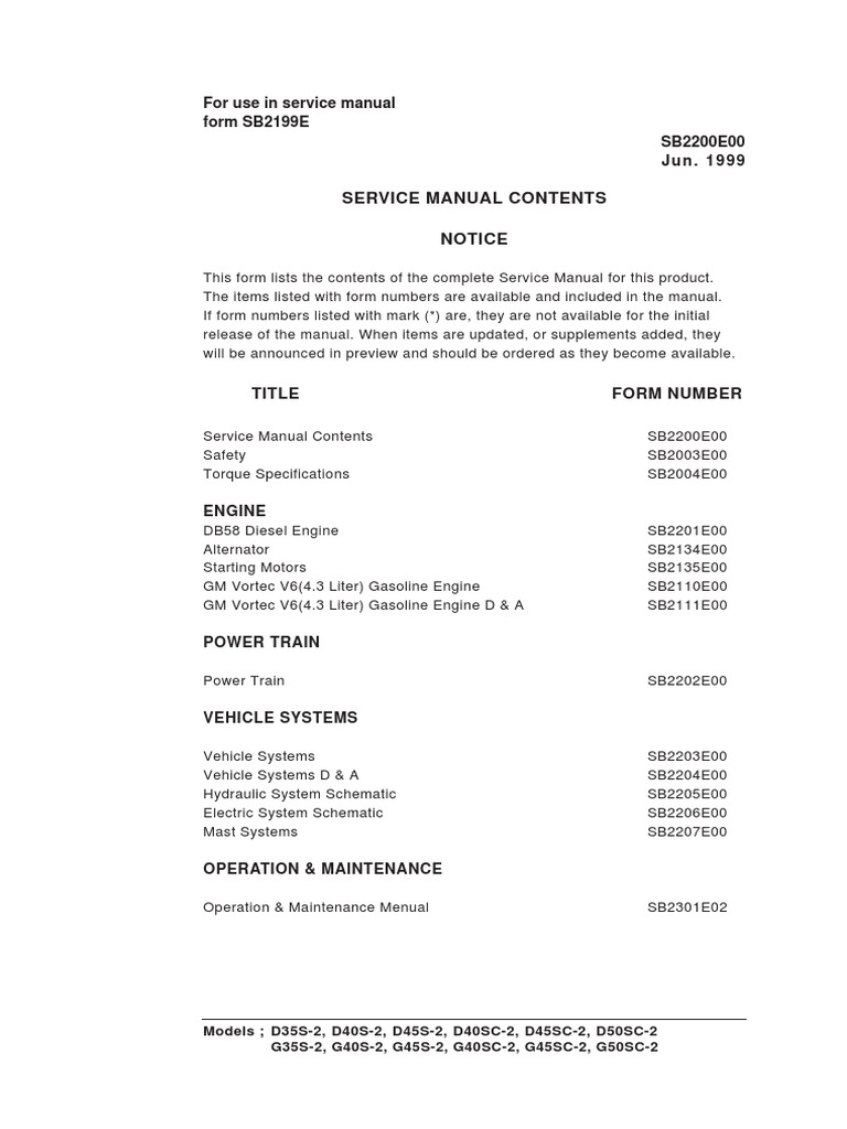 Service Manual Overview and Safety Guidelines | PDF | Fuel Injection ...