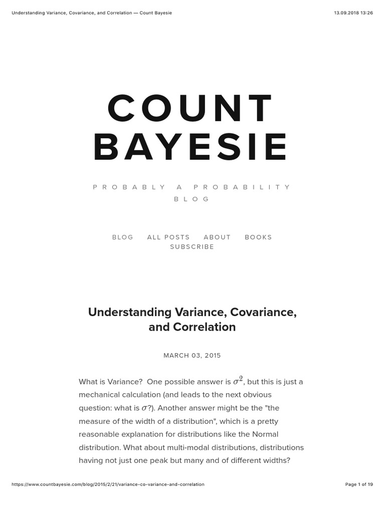 Understanding Variance, Covariance, and Correlation - Count Bayesie ...