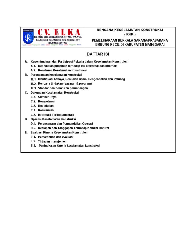 Rencana Keselamatan Konstruksi RKK | PDF