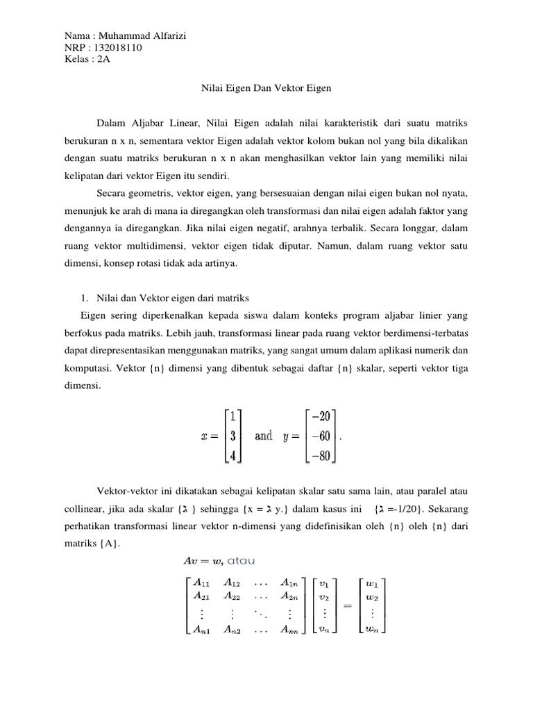 Nilai Eigen Dan Vektor Eigen | PDF