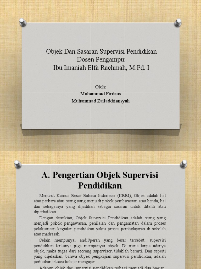 Objek Dan Ssaran Supervisi Pendidikan | PDF
