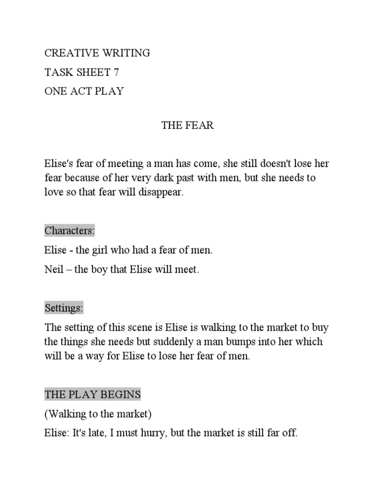 Creative Writing Task Sheet 7 | PDF