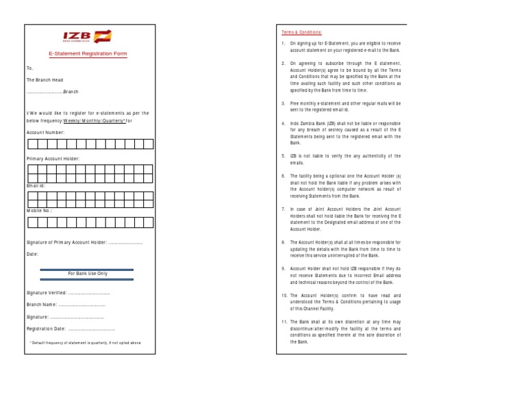 E-Statement Registration Form | PDF | Computer Networking | Computer ...