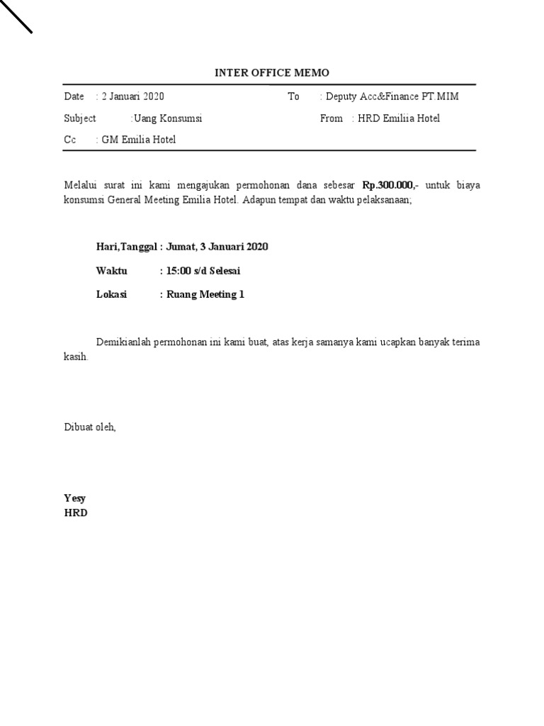 Inter Office Memo 2020 | PDF