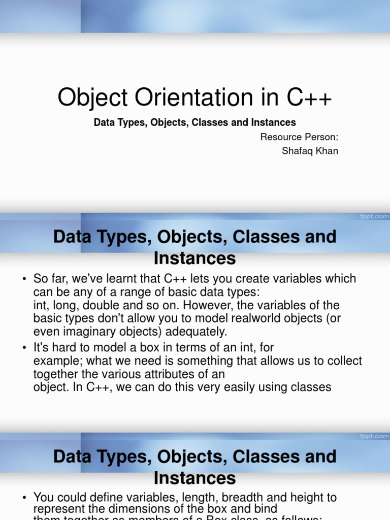Lecture 02 Object Orientation In C Pdf Class Computer Programming Data Type
