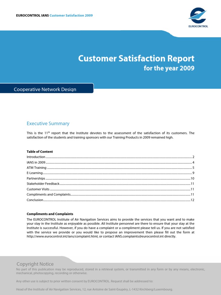 Customer Satisfaction Report: For The Year 2009 | PDF | Educational ...