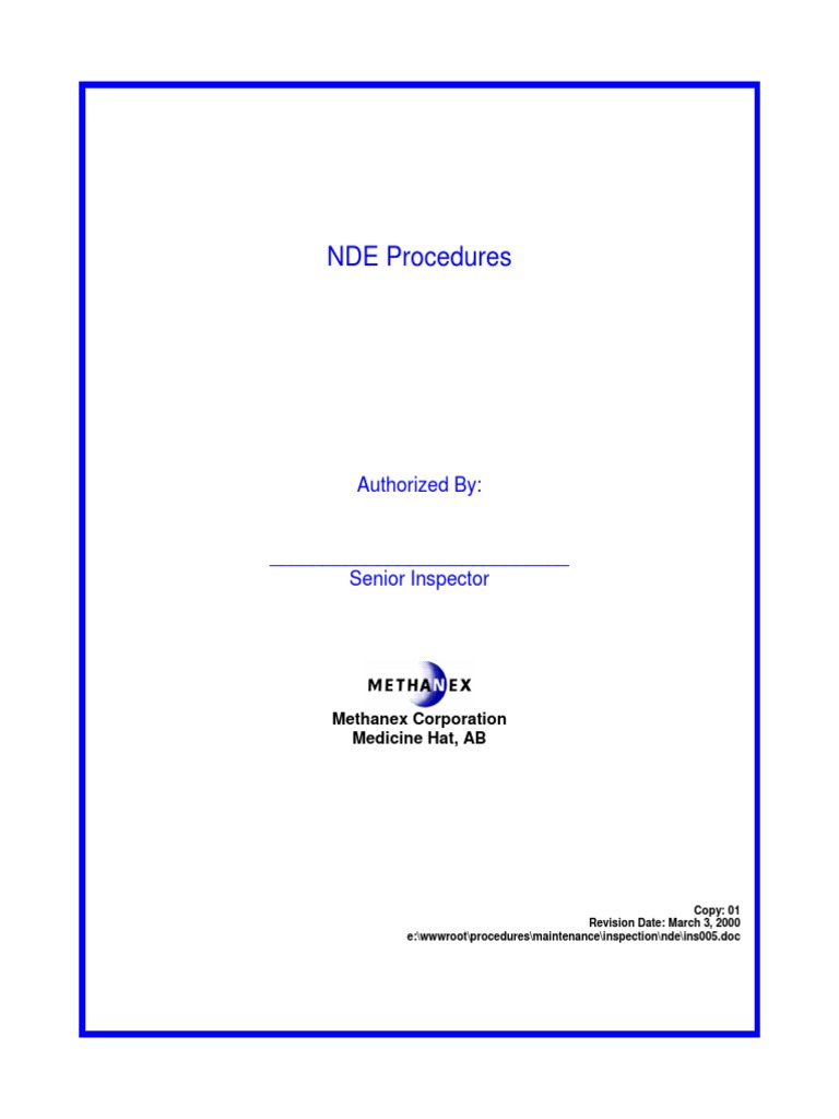 Comprehensive Manual of Non-Destructive Testing (NDT) Procedures for ...