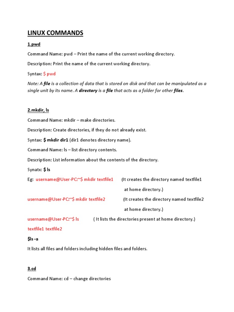 Linux Commands: Single Unit by Its Name. A Directory Is A File That Acts As A Folder For Other ...