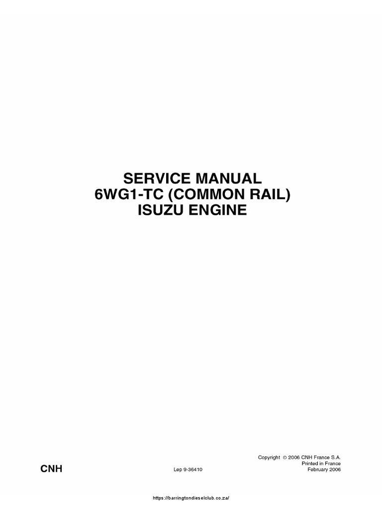 Service Manual 6Wg1-Tc (Common Rail) Isuzu Engine | PDF | Screw ...