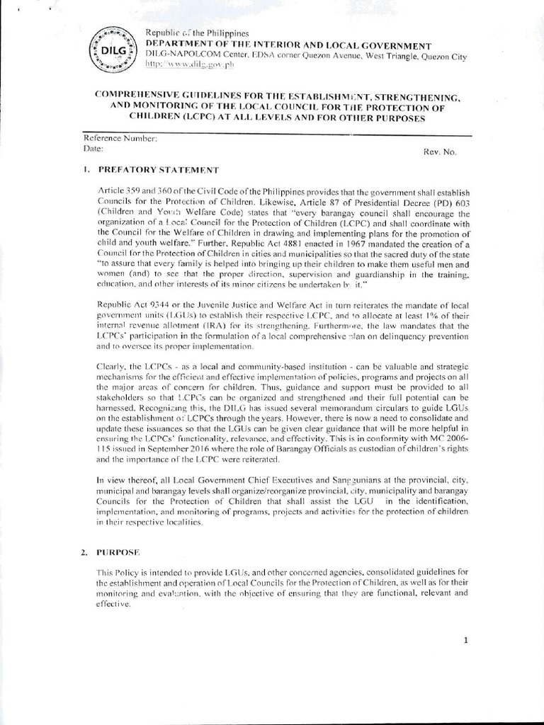 LCPC Guidelines - Philippines | PDF