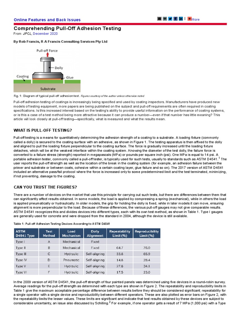 Understanding Pull-Off Adhesion Testing | PDF | Adhesion | Strength Of ...