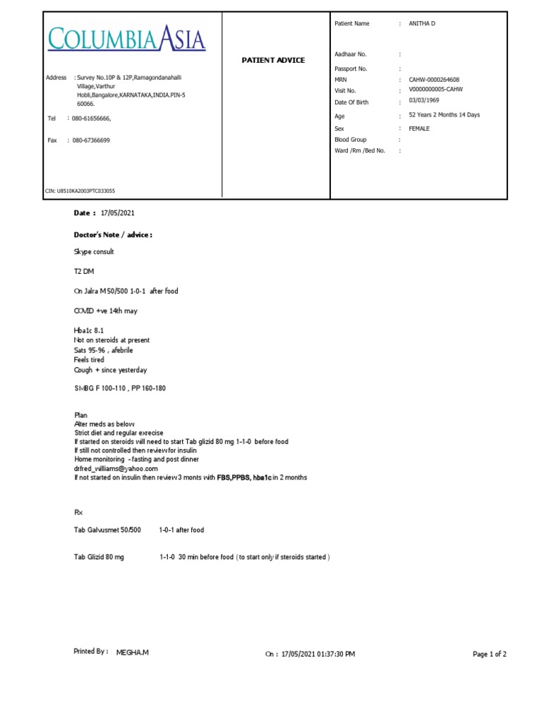 Date: Doctor's Note / Advice | PDF | Medical Specialties | Clinical ...