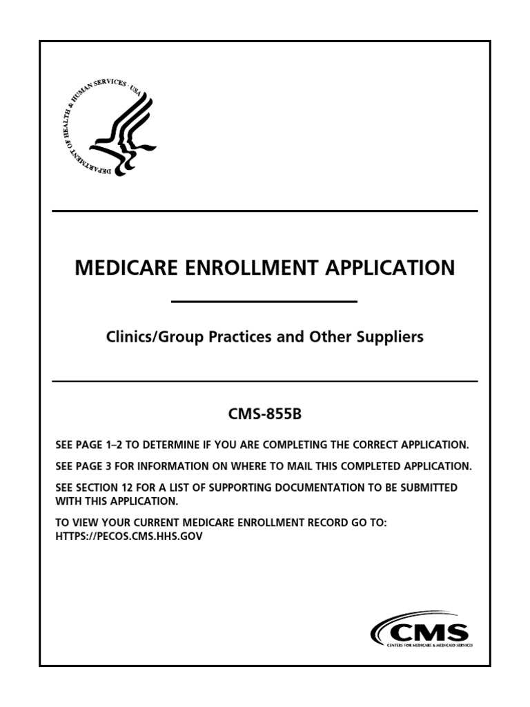 CMS-855B - Editable Short Version | PDF | Medicare (United States ...