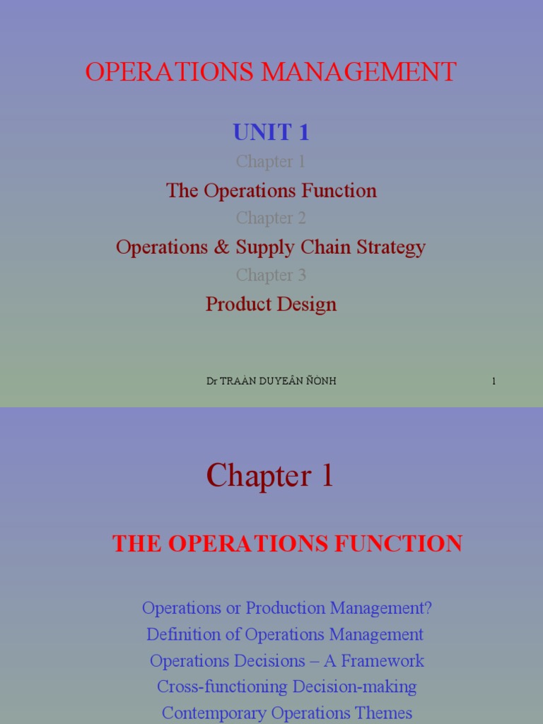 Operations Management: Unit 1 | Descargar gratis PDF | Strategic Management | Inventory