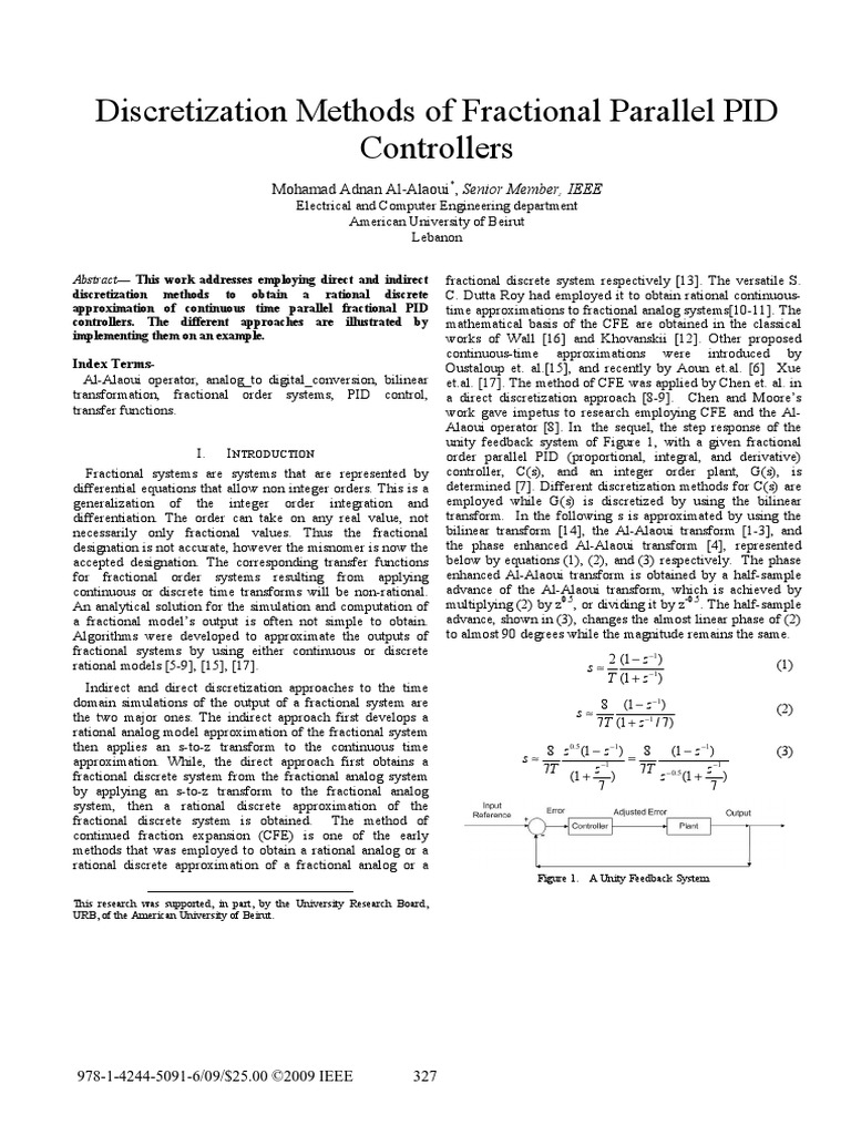 Discretization Methods of Fractional Parallel PID | PDF | Control Theory | Discrete Time And ...