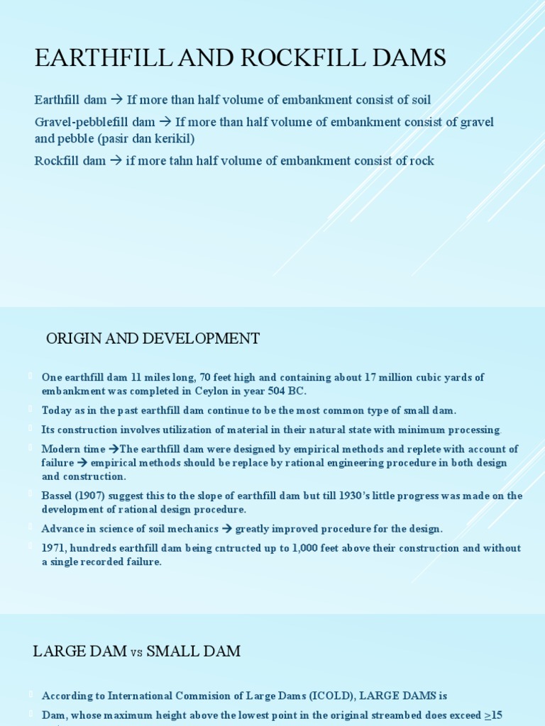 An Overview of Earthfill and Rockfill Dams Including Their Origins ...