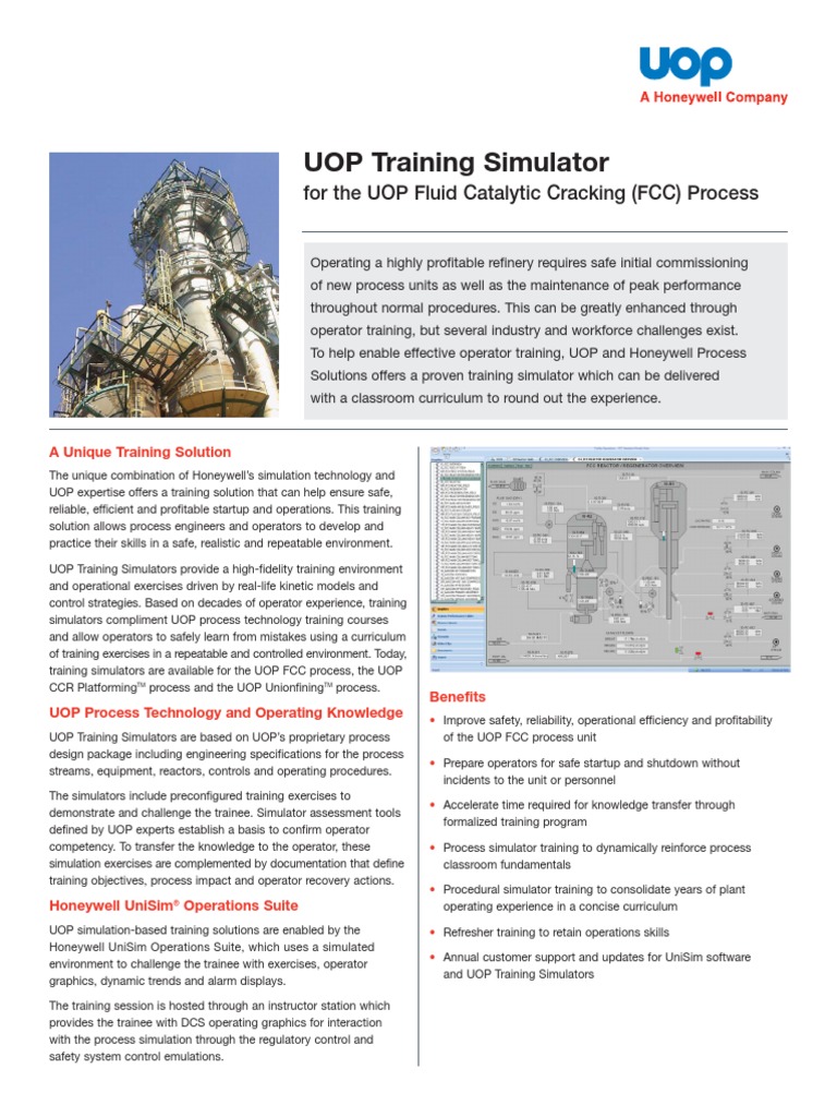 UOP Training Simulator FCC Brochure | PDF | Simulation | Gasoline